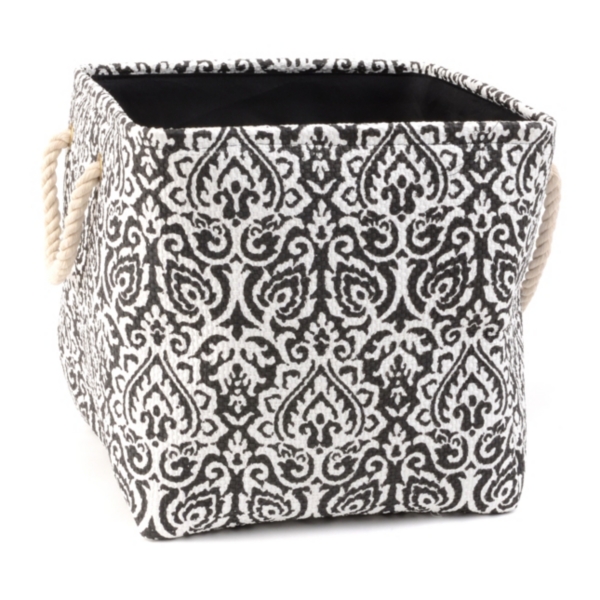 Black Damask Storage Bin with Rope Handles, Medium | Kirklands Home