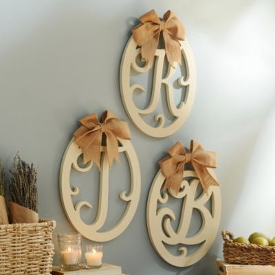Cream Wooden Monogram Wall Plaque at Kirklands Home
