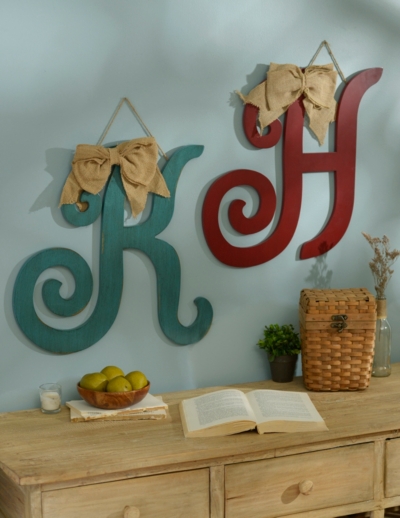 Antique Monogram Plaque with Burlap Bow at Kirklands Home