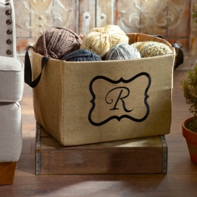 Burlap Monogram Storage Bin at Kirklands Home