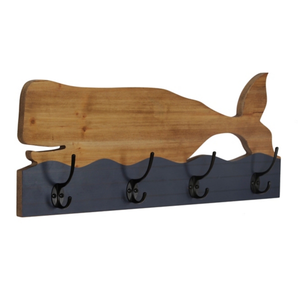 Storage & Organization Wooden Whale Shaped Wall Mounted Hanger Rustic ...