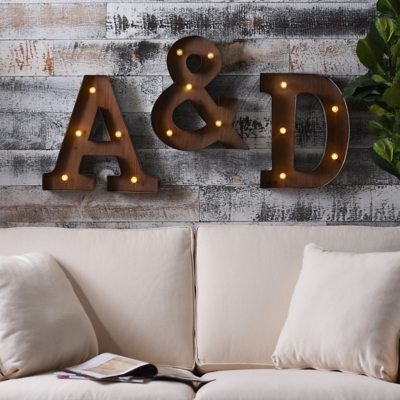 Wood and Metal LED Monogram Plaque at Kirklands Home