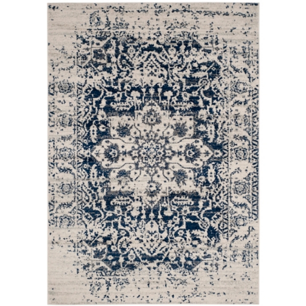 Navy and Cream Madison Distressed Area Rug, 5x7 | Kirklands Home