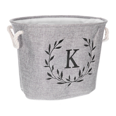 Gray Half Laurel Monogram Storage Bins at Kirklands Home