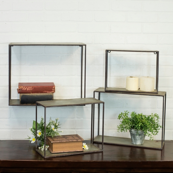 Tabletop or Wall Mounted Metal Shelves, Set of 4 | Kirklands Home