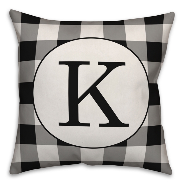 Black Buffalo Check Monogram K Pillow | Kirklands Home