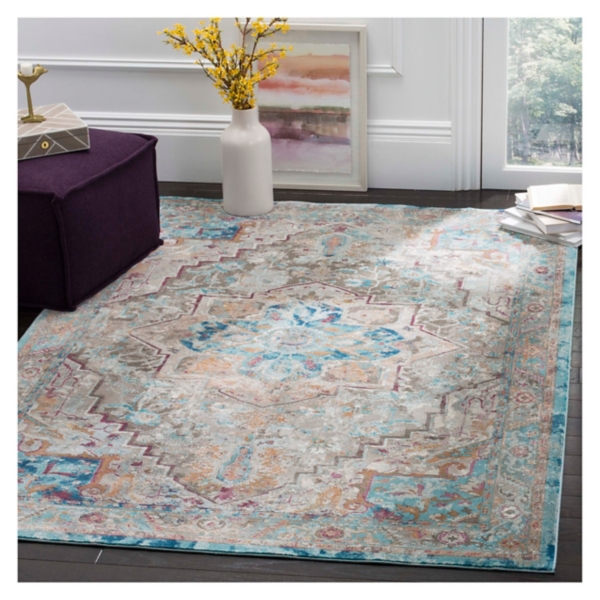 Blue and Beige Arkin Transitional Area Rug, 5x8 | Kirklands Home