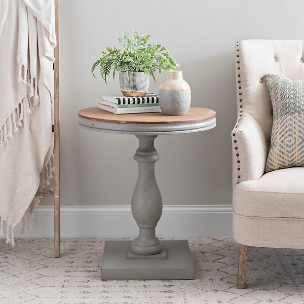 Grey pedestal side table store