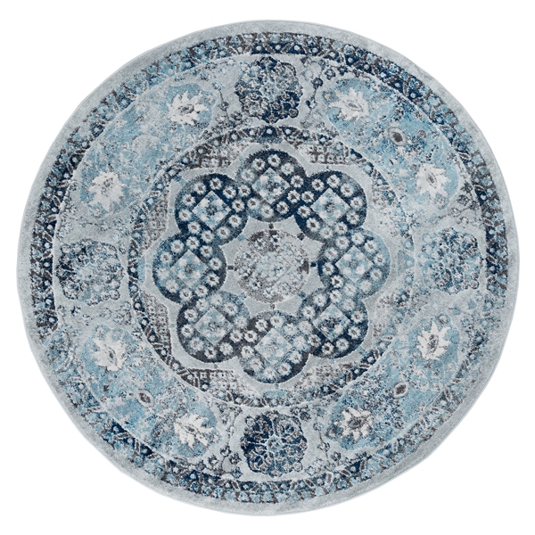 Aqua and Gray Alex Round Area Rug, 6x6 | Kirklands Home