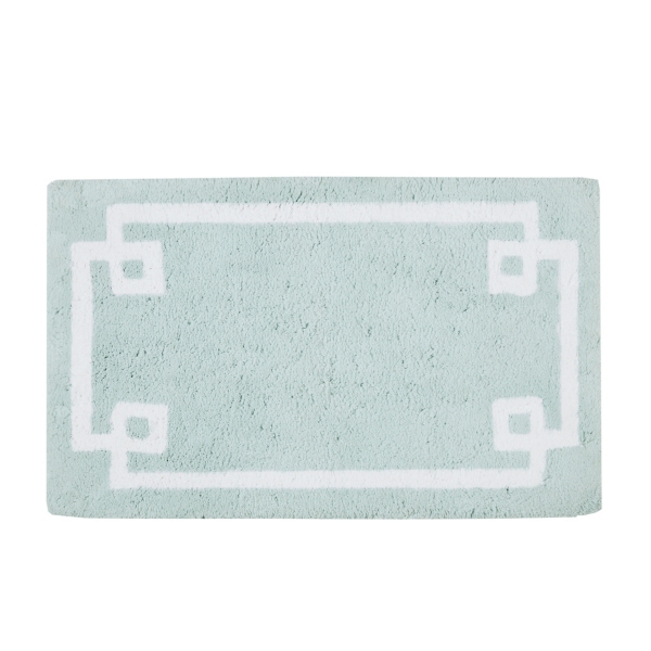 Blue Cotton Tufted Bath Mat with Border, 30 in. | Kirklands Home