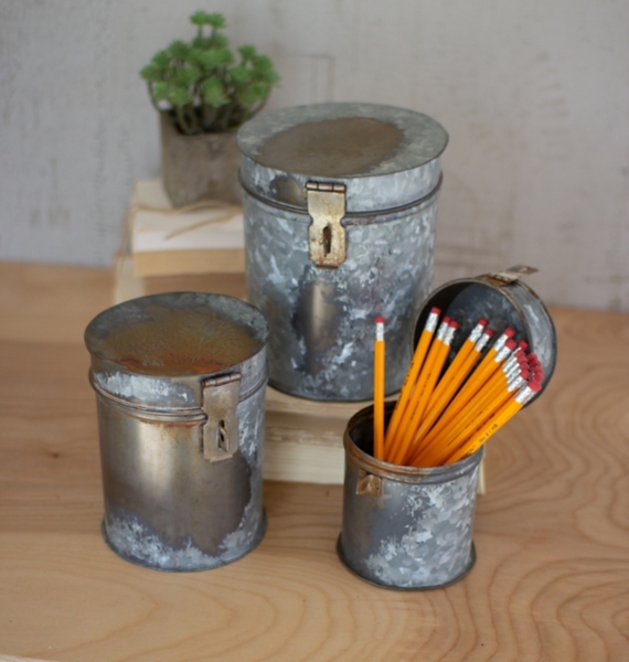 Rustic Metal Round Boxes with Lids, Set of 3 | Kirklands Home