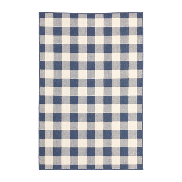Blue Buffalo Check Outdoor Area Rug, 6x9 | Kirklands Home