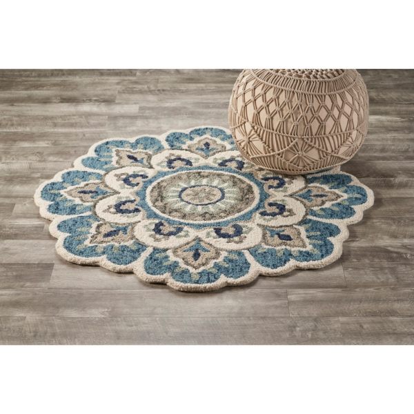 Floral Round Edged Area Rug, 6 ft. | Kirklands Home