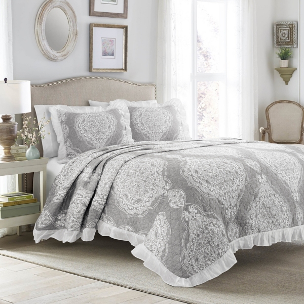 Gray Liliana Ruffle 3 Pc King Comforter Set Kirklands Home