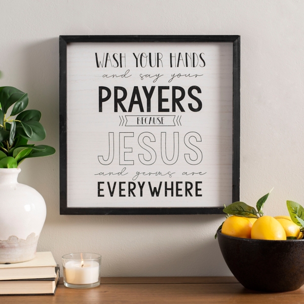 Black and White Jesus and Germs Plaque | Kirklands Home
