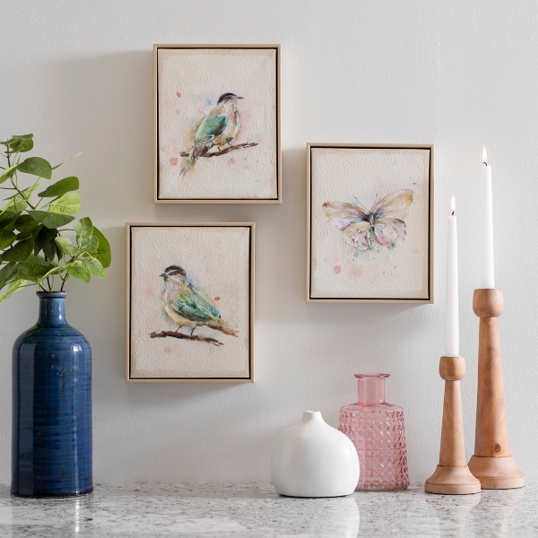 Birds and Butterfly Canvas Art Prints, Set of 3 | Kirklands Home
