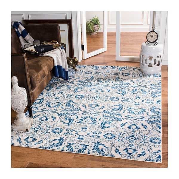 Blue and Ivory Everley Frieze Rug, 5x7 | Kirklands Home