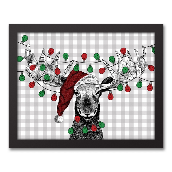 Decorated Moose Framed Canvas Art Print Kirklands Home