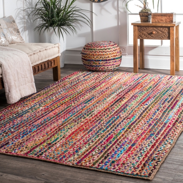 Multi-Color Braided Jute and Cotton Area Rug, 8x10 | Kirklands Home