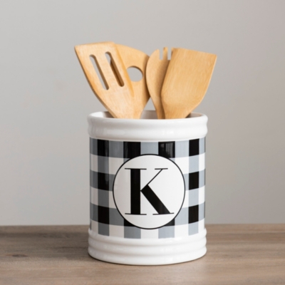 Black and White Buffalo Check Monogram Crocks at Kirklands Home