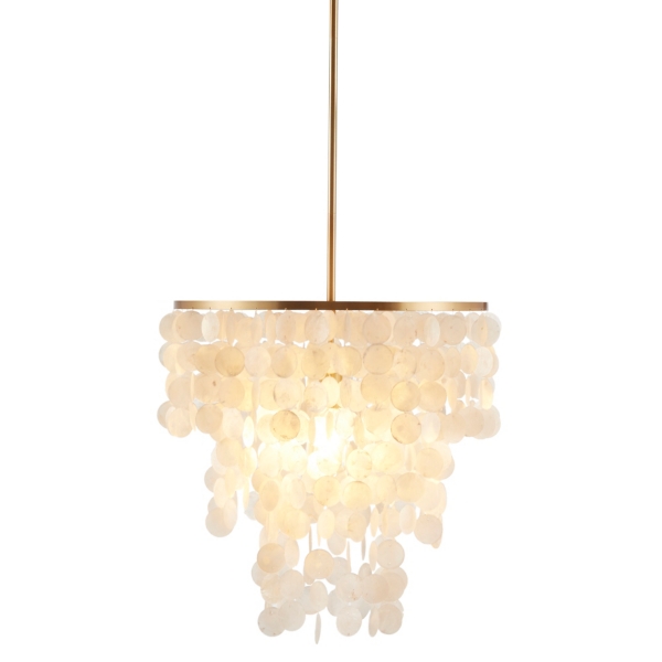 White Shell and Gold Metal Layered Chandelier | Kirklands Home
