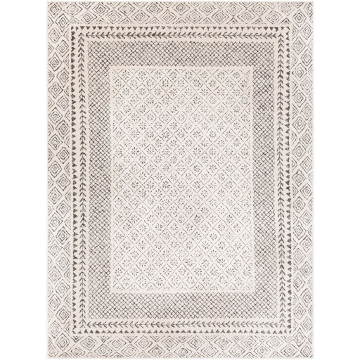 Gray and Cream Border Harrah Area Rug, 7x10 | Kirklands Home
