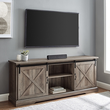 Gray Wash Sliding Barn Door TV Stand Kirklands Home