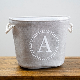 Gray and White Circle Monogram Storage Bin at Kirklands