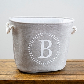 Gray and White Circle Monogram Storage Bin at Kirklands