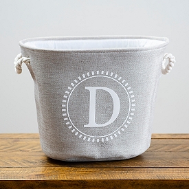 Gray and White Circle Monogram Storage Bin at Kirklands