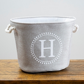Gray and White Circle Monogram Storage Bin at Kirklands