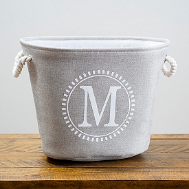Gray and White Circle Monogram Storage Bin at Kirklands
