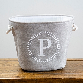 Gray and White Circle Monogram Storage Bin at Kirklands