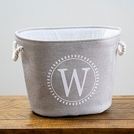 Gray and White Circle Monogram Storage Bin at Kirklands