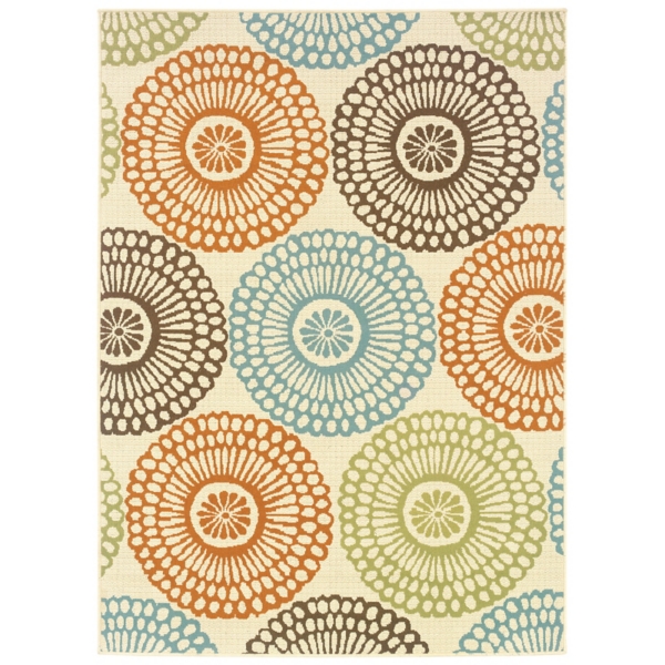 Blue and Orange Circles Outdoor Area Rug, 5x7 | Kirklands Home