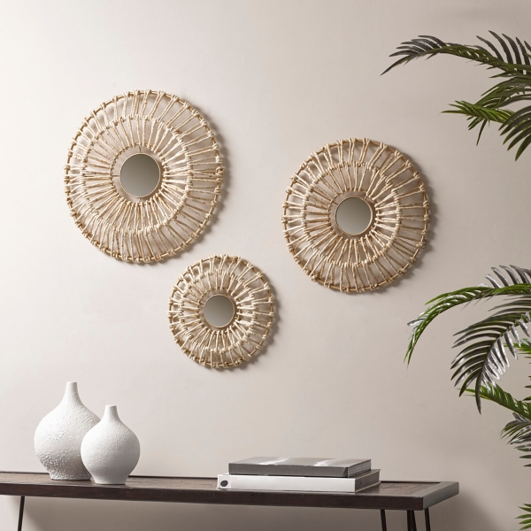 Corn Husk Wrapped Mirrors, Set of 3 | Kirklands Home
