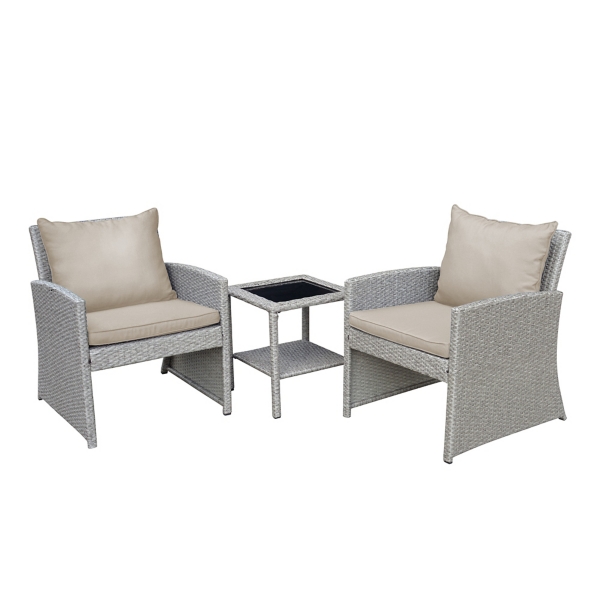 Gray and Tan 3-pc. Wicker Chat Set | Kirklands Home