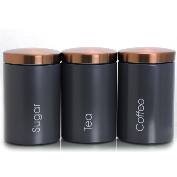 Matte Gray And Copper 3 Pc Canister Set Kirklands Home