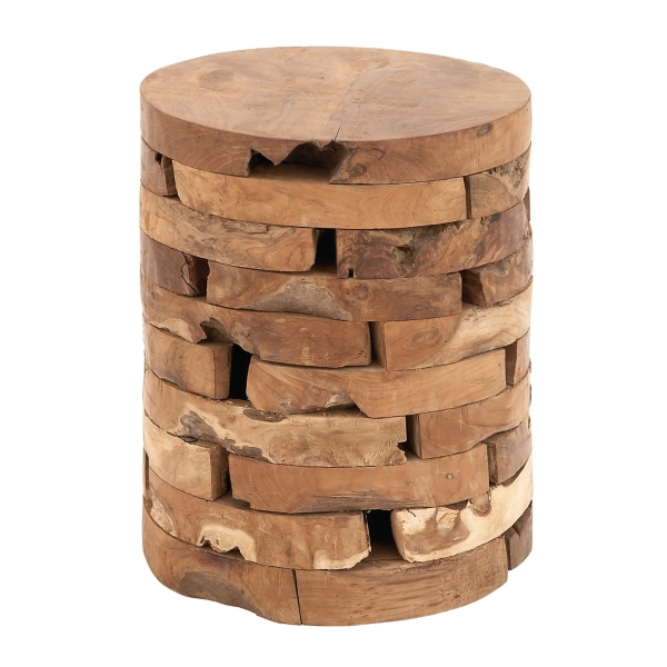 Teak Wood Stacked Round Accent Table | Kirklands Home