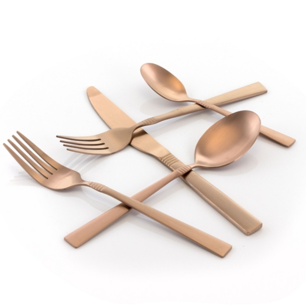 Matte Rose Gold Rounded 20-pc. Flatware Set | Kirklands Home