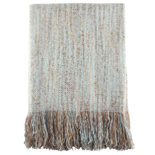 Blue Faux Mohair Fringe Throw | Kirklands Home