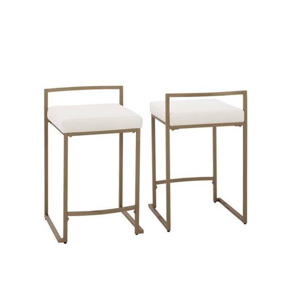 Marley Cream and Gold Counter Stools, Set of 2 | Kirklands Home