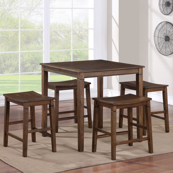 Brown Wood Counter Stool 5-pc. Dining Set | Kirklands Home