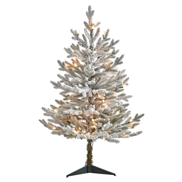 3 ft. White Lit Flocked Fraser Fir Christmas Tree | Kirklands Home