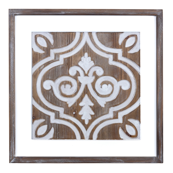 Ornate Carved Wood Tile Framed Wall Plaque Kirklands Home