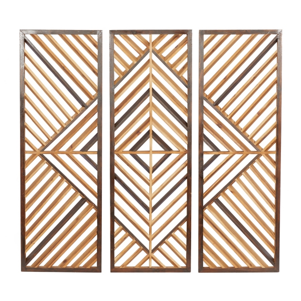 Bronze Tan Wood Geometric Wall Plaques, Set of 3 | Kirklands Home