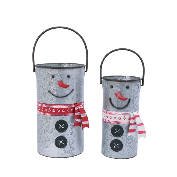 Metal Snowman Nesting Buckets, Set of 2 | Kirklands Home