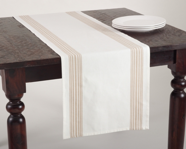 Natural Striped Border Table Runner | Kirklands Home