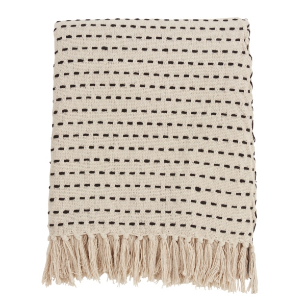 Cream Woven Dashed Cotton Throw | Kirklands Home
