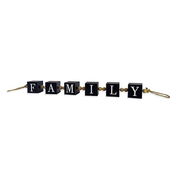 Family Wood Beaded Word Block | Kirklands Home